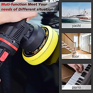 AOBEN Car Buffer Polisher,6 inch Dual Action Polisher,Random Buffer Polisher kit with 6 Variable Speed 1000-4500rpm,Detachable Handle,4 Buffing Pads for Car detailing Polishing and Waxing