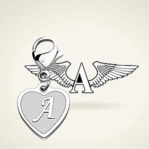 FAADBUK Initial Letter A-Z Alphabet Heart Charm for Bracelet Keychain Necklace Initial Stainless steel Clasp Clip on Charm (intial A)
