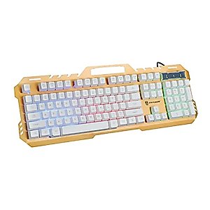 apfkkf Luminous Gaming Keyboard, Mechanical Touch, Wired Keyboard, Suitable for Professional Computer Gamers Or Office (White) (Black)