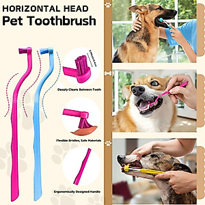 Pilopgaso Dog Tooth Brush 6Pack Dog Toothbrush Kit 3 Sided Pet Toothbrush Horizontal Head Cat Toothbrush Dental Care Toothbrush for Dogs Cats Silicone Small Dog Toothbrush for Plaque Sensitive Teeth