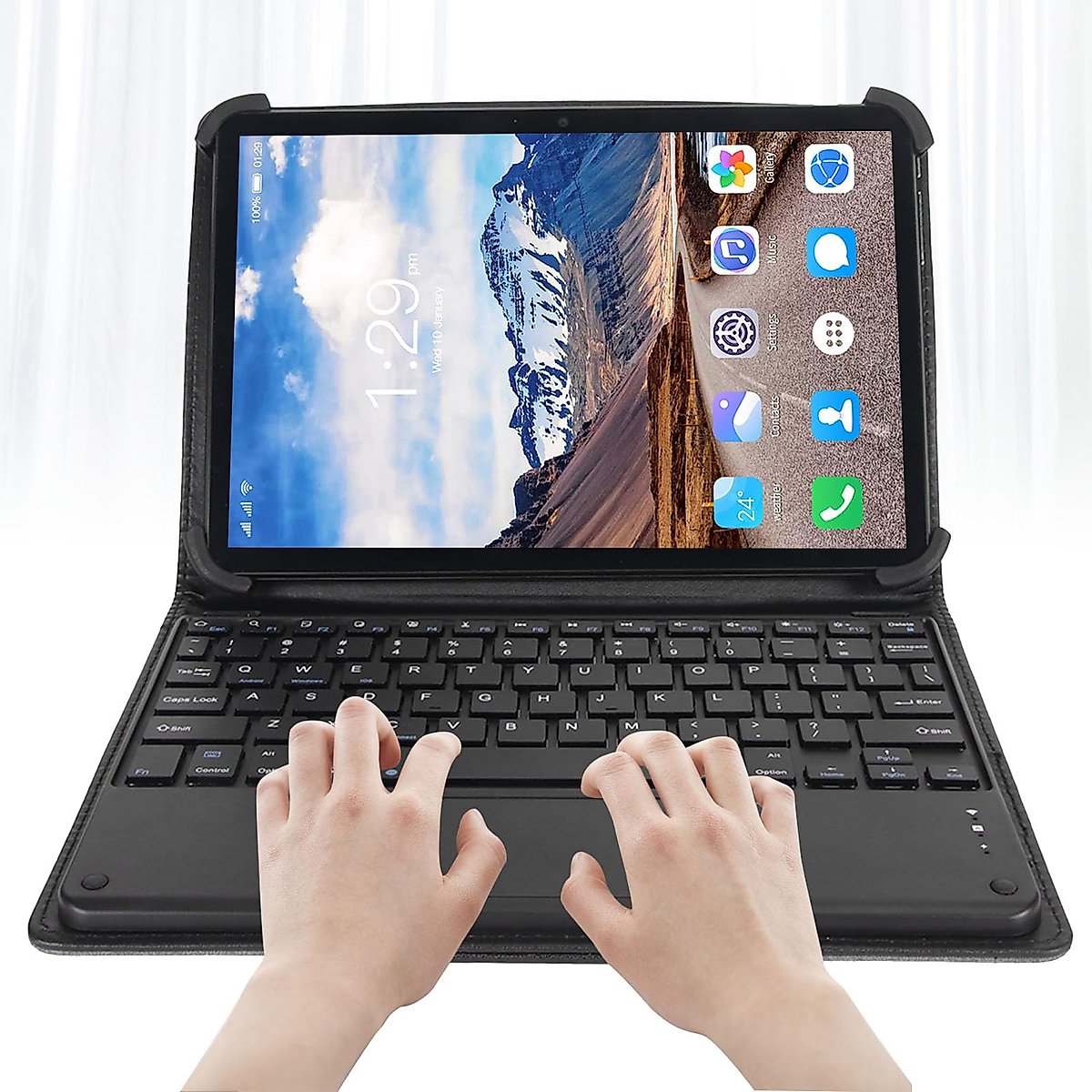 10.1 inch Tablet for Android 12, 4G LTE 5G WiFi 2 in 1 Tablet with Keyboard, 6GB RAM 128GB ROM, Octa Core CPU, Dual Speakers, 7000mAh (US Plug)