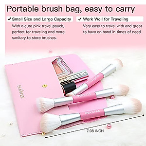 Makeup Brush Duo End Foundation Brush Contour Powder Face Makeup Brushes For Blending Liquid Powder,Concealer,Blush Brush, Highlighter Contour Brush Powder Synthetic Cosmetic Tools