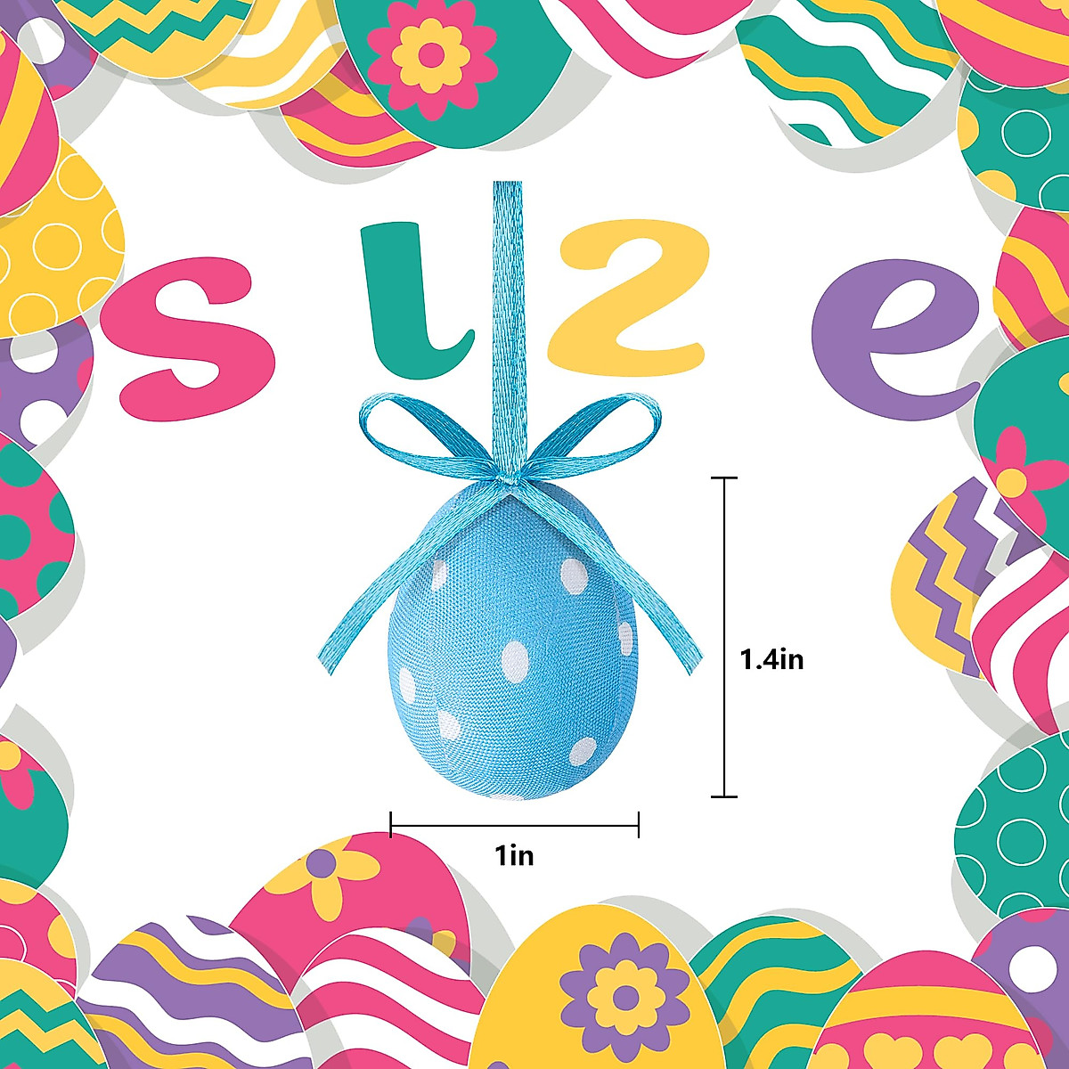 30PCS Large Easter Hanging Eggs-2 Inch Foam Easter Egg with Rabbit-Painted Hanging Ornaments for Easter Party Spring Home Garden Decoration (Gray Bunny-Large)