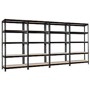 Tangkula 5-Tier Steel Storage Shelves, 73” Heavy Duty Garage Shelf with Adjustable Shelves, Boltless Shelving Unit for Free Combination, Metal Muscle Rack for Home Office Garage (4, Black)