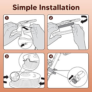 PETOX WA0010 Trimmer Line Spools Replacement for Worx Weed Eater, 0.065 inch Autofeed Trimmer Line String Refills Compatible with Worx Cordless String Trimmers (9 Line Spools+2 Cap)