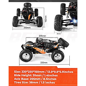 BEZGAR HB121 Hobby Grade 1:12 Scale RC Trucks, 4WD High Speed 45 Km/h All Terrains Electric Toy Off Road Sand Rall Buggy RC Truck RC Monster Car with Rechargeable Batteries for Boys Kids and Adults
