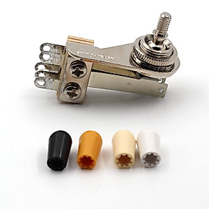 Switchcraft 3-Way Right Angle L-Type Toggle Switch w/Genuine Switchcraft Tip - Black, White, Cream or Amber - for Electric Guitar (Black Tip)