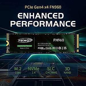 Fikwot FN960 2TB M.2 2280 PCIe Gen4 x4 NVMe 1.4 Internal Solid State Drive with Heatsink - Speeds up to 5,000MB/s, Dynamic SLC Cache, Compatible PS5 Internal SSD