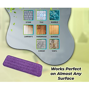 ARSUK Spray Mop Refill Pads Microfiber Replacement Heads Premium Wet/Dry Flat Mop Floor Cleaning Machine Washable Reusable 16 x 5.5 inches ( 3 Pack Purple)