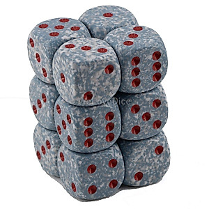 Chessex Dice d6 Sets: Air Speckled - 16mm Six Sided Die (12) Block of Dice