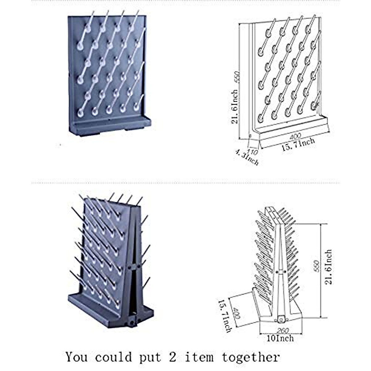 YTFLOT Drying Rack 27 Pegs Lab Supply Pegboard Bench-top/Wall-Mount Laboratory Glassware 27 Detachable PegsLab Drying Draining Rack Cleaning Equipment Grey