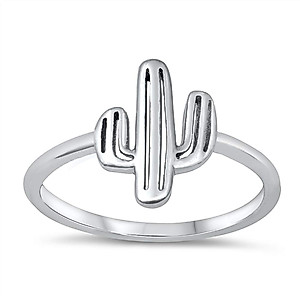 CloseoutWarehouse 925 Sterling Silver Plain Cactus Ring Size 8