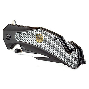 Vulcan Gear Emergency Service Tactical Assisted Open Metal Rescue Folding Knife (Black - S.W.A.T)