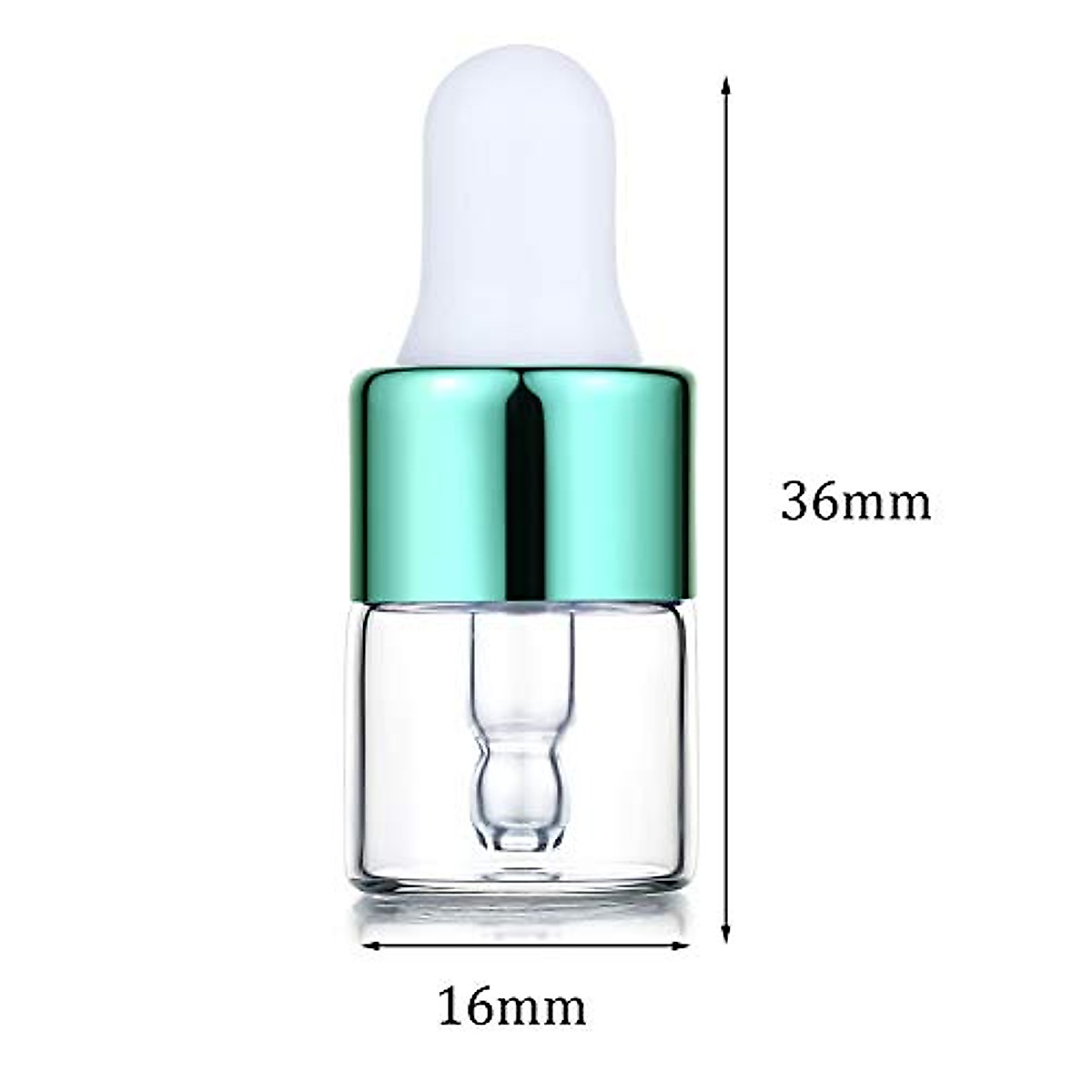 50 Packs,Clear Glass Dropper Bottles With Colorful Lids Perfume Sample Vails Essential Oils Bottles With Glass Eye Dropper For Travel DIY Cosmetic Liquids (1ml(1/4 Dram))