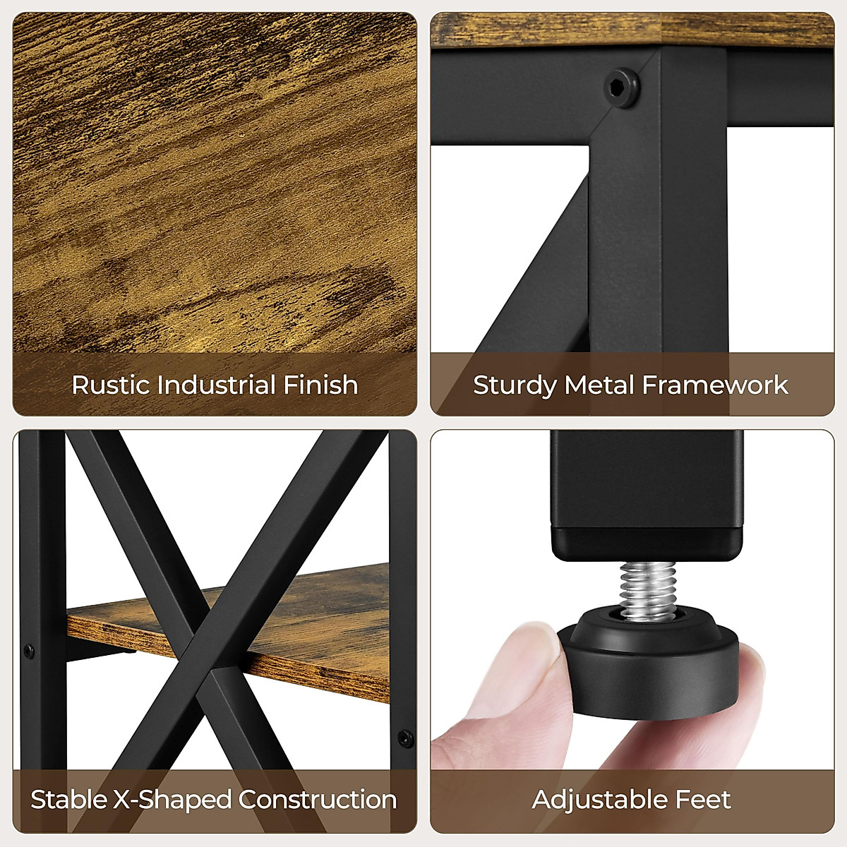 Yaheetech TV Stand for 65 Inch TV, Wood Entertainment Center for Living Room, 3 Tiers TV Media Console Table for Bedroom, Rustic Brown