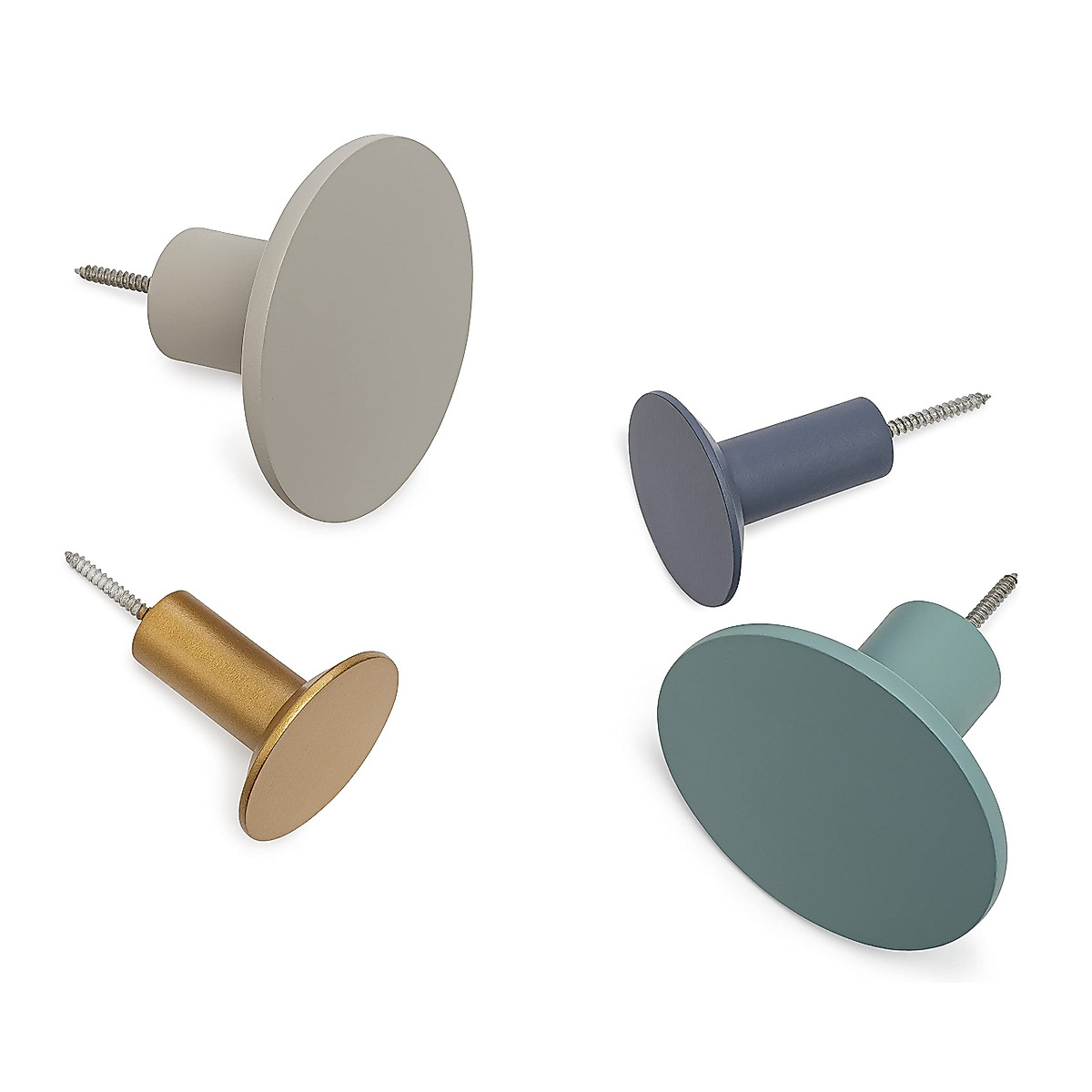 Essentra Home Multicolor Wall Mounted Coat Hooks, Decorative Entryway Wall Hooks. Set of 4