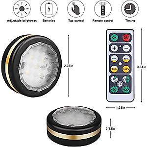 LEASTYLE Under Counter Lights for Kitchen，Wireless LED Puck Lights with Remote Control 6 Pack, Under Cabinet Lighting Battery Operated,Stick-up Steps Lights Indoor