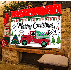 Merry Christmas Backdrop Merry Little Christmas Tree and Red Truck for Peppermint Christmas Decorations Christmas backdrops for Photography Xmas Holiday