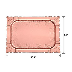 8 Pieces Rose Gold Serving Trays and Platters Disposable Safe Paper Plates for Cake Cupcake Fruit Dessert Display Holder for Wedding Bridal Shower Birthday Party Favors Supplies 9.4 x 13.4 Inch