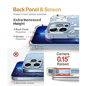 GVIEWIN for iPhone 13 Pro Case with Screen Protector & Camera Lens Protector, [10FT Military Grade Drop Protection] Clear Shockproof Slim Fit Floral Phone Case for Women Girls 6.1" (Hibiscus)