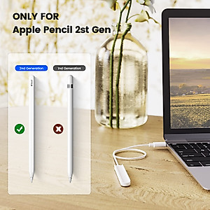 MOGOOD Stylus Pen Charging Cable Pencil Charger Compatible with Apple Pencil 2nd Generation Only Stylus Charging Cord Save Your Ipad Battery