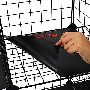 Cedilis Cube Storage Organizer, 6-Cube Wire Storage Shelves, Metal Grids Book Shelf Bookcase, Cube Closet Organizer, Modular Shelving Units for Living Room, Bedroom, Home, Office, Black