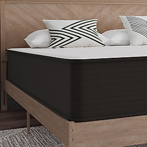 EMMA + OLIVER Drift 12 Inch Hybrid Mattress, High Density Foam and Pocket Spring Mattress in a Box, CertiPur-US Certified Foam, King Size, White/Black