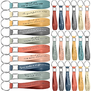 Nosiny 30 Pcs Thank You Keychain Bulk Employee Appreciation Gift Inspirational Silicone Key Ring for Coworker Team Vet Tech(Bright Colors)