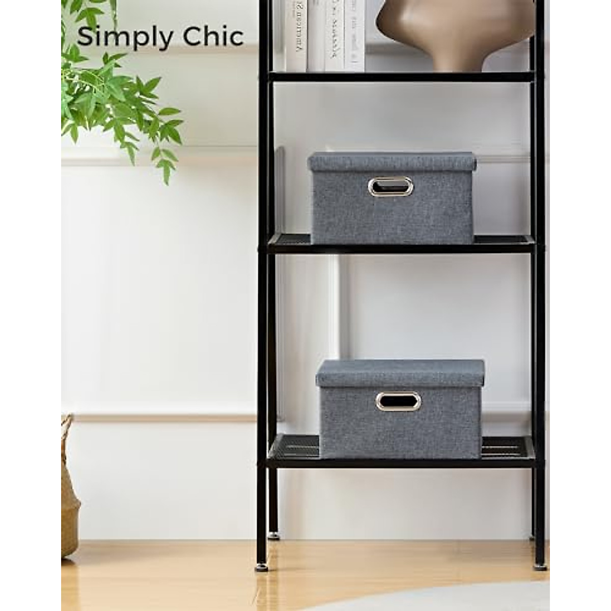 FABINADO Storage Bins with Lid, Fabric Closet Organizer, Foldable Storage Container, 2 Pack, Anthracite Gray,16.9''x12.2''x11.4''