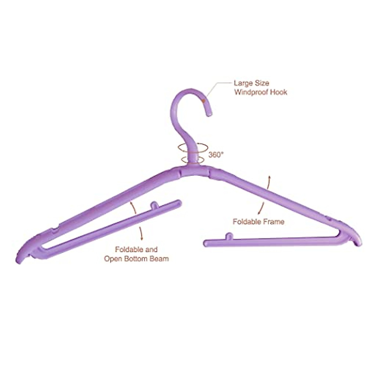 Fineget Travel Hangers Foldable Collapsible Hangers Clothes Hangers Coat Hangers Plastic Hangers Non Slip Hangers Purple Hangers