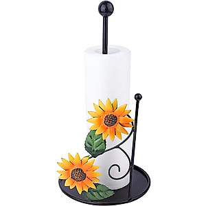 Sunflower Paper Towel Holder Countertop Sunflower Kitchen Decor Accessories Yellow Paper Towel Rack Stand Farmhouse Heavy Duty Base Black Stainless Steel