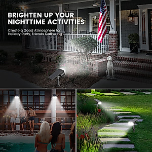 Mageky Solar Spot Lights Outdoor, Solar Outdoor Lights Waterproof, 360° Adjustable Beam Solar Landscape Lights Solar Powered Spotlights, Garden Solar Spot Lights for Yard Trees Flag 2PCS (Cool White)