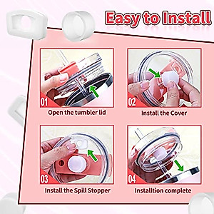 4 Pack Silicone Spill Stopper Set for Stanley Tumbler, Compatible with Stanley 40oz Tumbler with Handle, Leak Stopper for Stanley 30oz Tumbler with Handle, for Stanley Cup Accessories (White)…