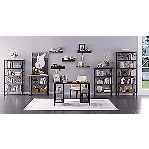 HOMBAZAAR Bookshelf, 3-Tier Vintage Industrial Book Shelf, Rustic Wood and Metal Bookcase and Bookshelves, Free Standing Storage Small Bookshelf for Living Room, Bedroom and Kitchen, Grey Oak