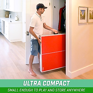 GoSports Mid-Size Table Tennis Game Set - Indoor/Outdoor Portable Table Tennis Game with Net, 2 Table Tennis Paddles and 4 Balls,Red