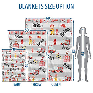 locobird Baby Firefighter Blanket, Firetruck Baby Blankets, Personalized Baby Blankets for Boys, Custom Baby Blankets Name, Firefighter Swaddle Blanket, Plush Blankets for Baby Girl Son Toddlers Kids
