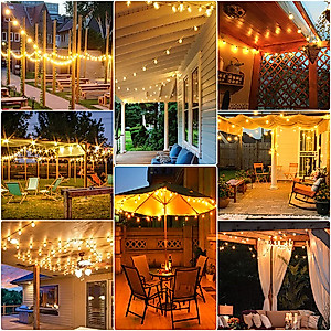 RTTY Outdoor String Lights 50ft, G40 Led Patio Lights with 26pcs Bulbs,Waterproof Shatterproof Dimmable Hanging Connectable Globe Outdoor Lights for Cafe,Bistro,Backyard,Gazebo,Balcony,Party, Black
