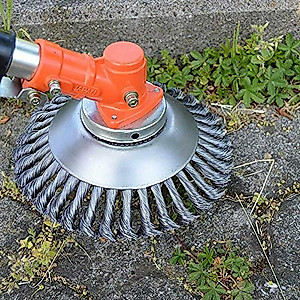 Steel Wire Brush Cutter Trimmer Head Replacement Garden Grass Weed Brush Cutting Head for Rust Removal,Paving Stone, Pavement Joints or Driveway (Adaptor Kits not Included) (8'')