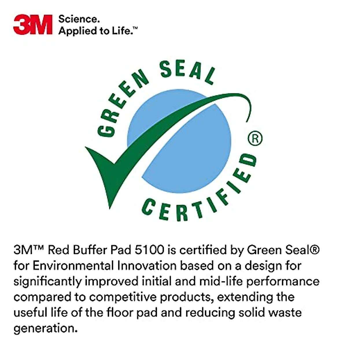 3M Buffer Floor Pad 5100, Red, 20", 5/Case, Removes Soil, Scratches, Scuff Marks, and Black Shoe Heel Marks