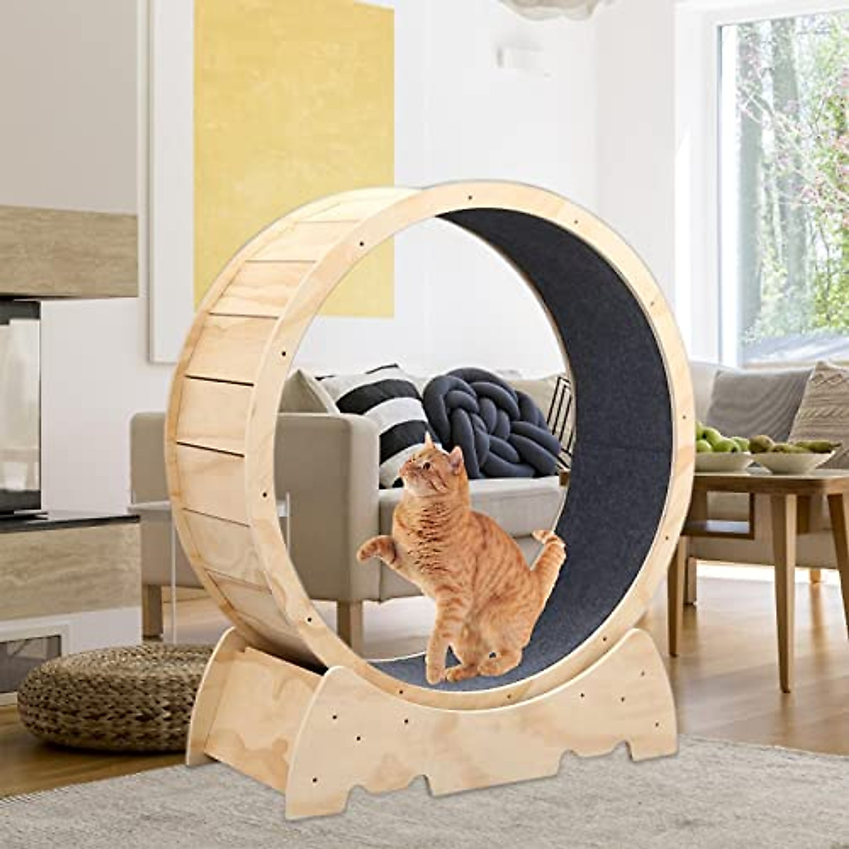 Generic Pet Cats Running Wheel Indoor Treadmill Climbing Interactive Toys Exercise Scratcher Protect Furniture Wheel for Workout Game , MultilayerBoard106cm
