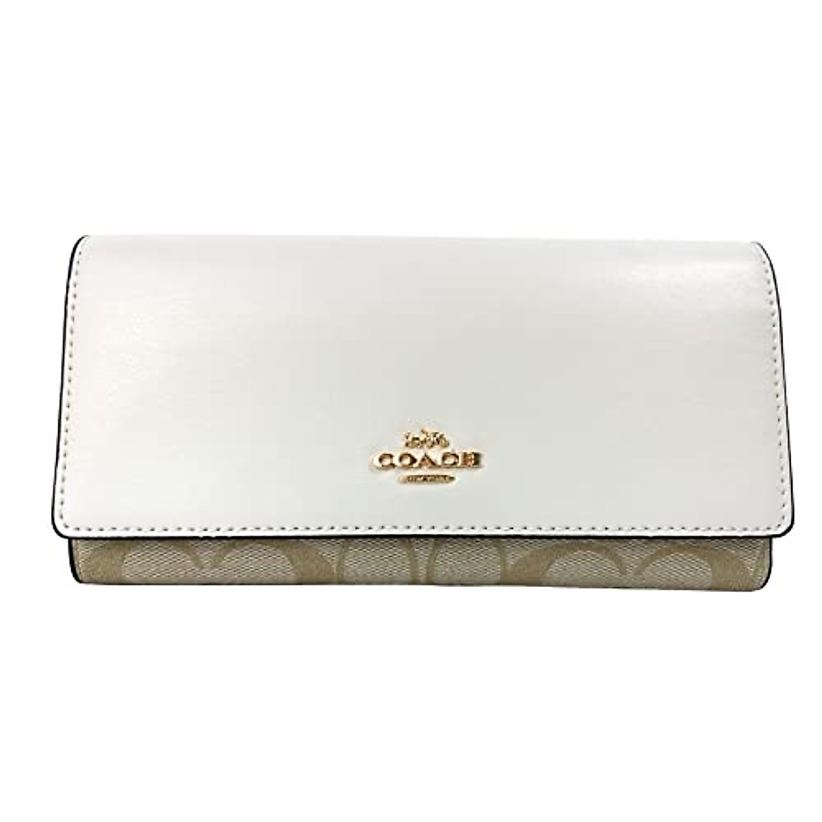 Coach Signature Slim Trifold Wallet (Light Khaki/Chalk)