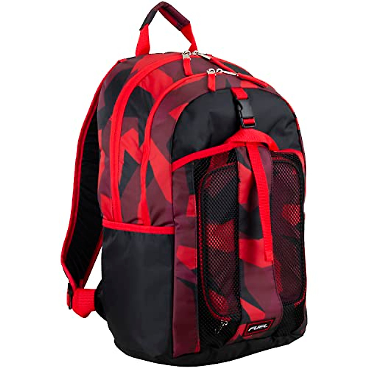 FUEL Backpack with Lunch Box Combo – 18” Two Compartment Water Resistant Durable Adjustable Straps with Side Water Bottle Pockets 2 in 1 Set - Red Camo