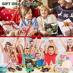 Qizebaby Kids Dinosaur Toys Pull Back Cars, 6PCS Dinosaur Toys for 2 3 4 5 Year Old Boys Girls, Boy Toys for 3-5 Years Old, Dinosaur Car Toy Set, Kids Christmas Birthday Gift