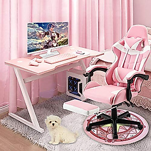 Soontrans Pink Gaming Chair with Footrest,Lovely Computer Game Chair,Desk Chair for Granddaughter,Sister,Girlfriend,Wife and Love with Headrest,Lumbar Support Gamer Chair (Pink)