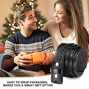 HJones Men’s Replacement Belt no Buckle Belt Strap, Men's Leather Belt with Silver Snap On Belt Without Buckle 1 1/2” Wide