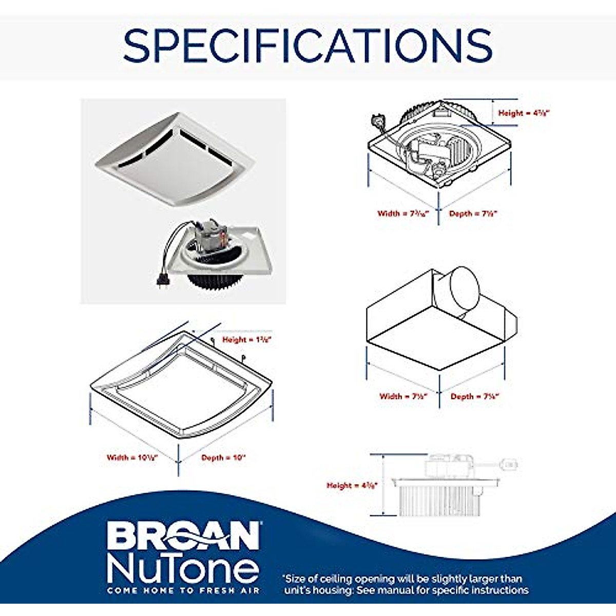 Broan-NuTone QK60S Bathroom Ventilation Grille Upgrade QuickKit, 2.5 Sones, 60 CFM Fan Motor, White