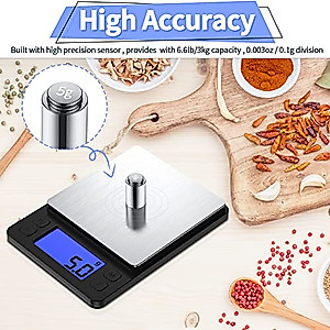 Kitchen Food Scale, High Precision Food Scales Digital Weight Grams and Oz Digital Scale Used for Digital Grams and Ounces, Cooking, Jewelry, Baking, Tare Function, with 2 Trays, LCD Display