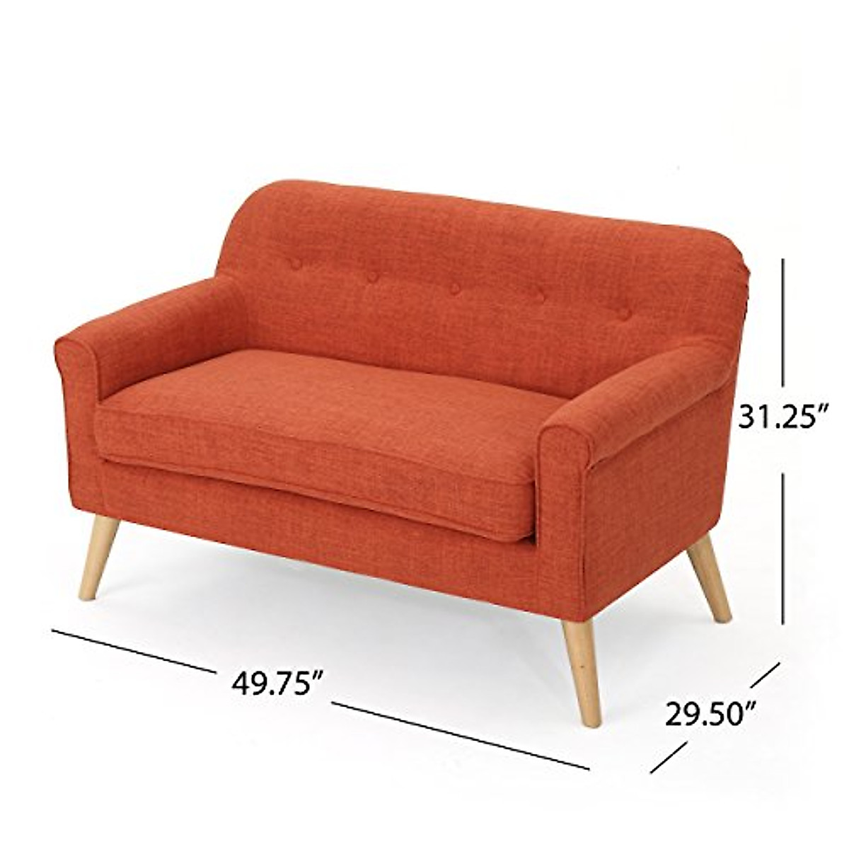 Christopher Knight Home Mariah Mid-Century Modern Loveseat, Muted Orange