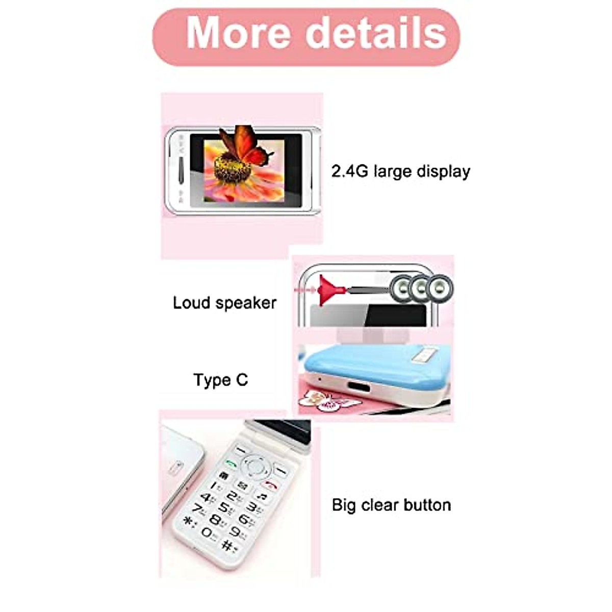 N509 Portable Flip Phone for Seniors, 2.4in Screen 2G Unlocked Flip ...