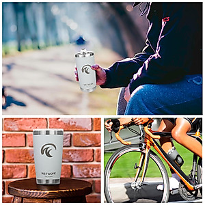 Wet Work Double Wall Tumbler 20 oz Made from Durable Stainless Steel for Hot and Cold Drinks - Insulated Travel Mug for Coffee Tea Wine with Leak Proof Lid for Travel Hiking Camping Gifts - White